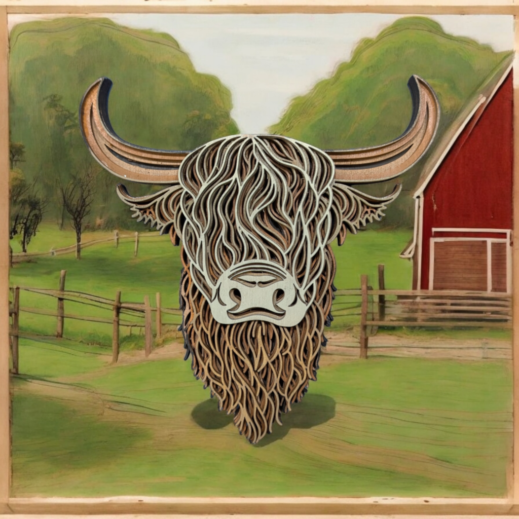 Highland Cow Face - Custom CNC and Laser Engraving | Bushel and a Peck ...