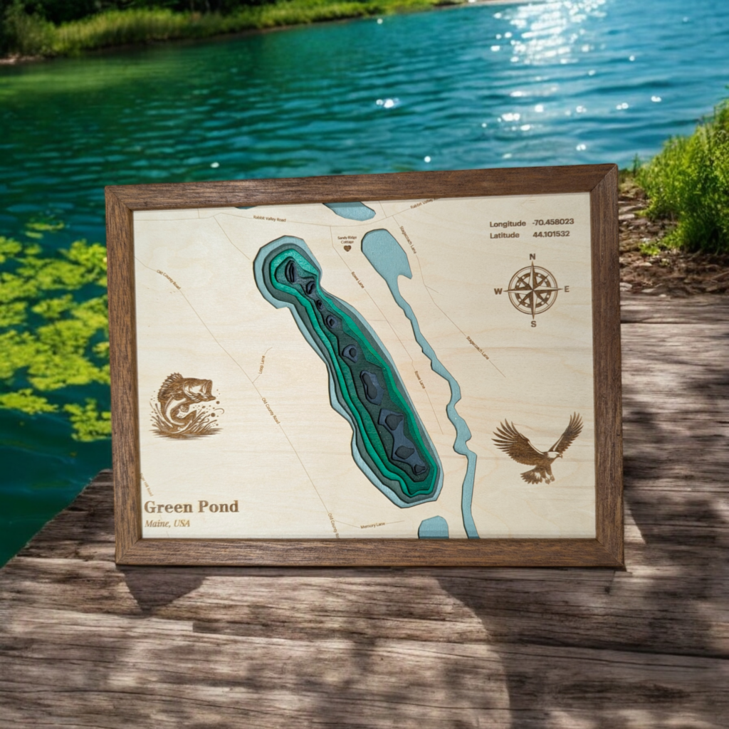 Green Pond Depth Map - Custom CNC and Laser Engraving | Bushel and a ...